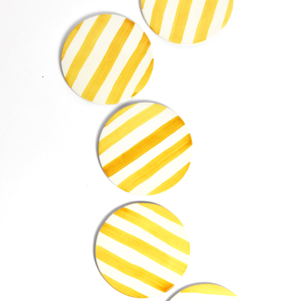 Dessous de plat | Jaune Linhas - Céramique peinte à la main – Céladon Paris